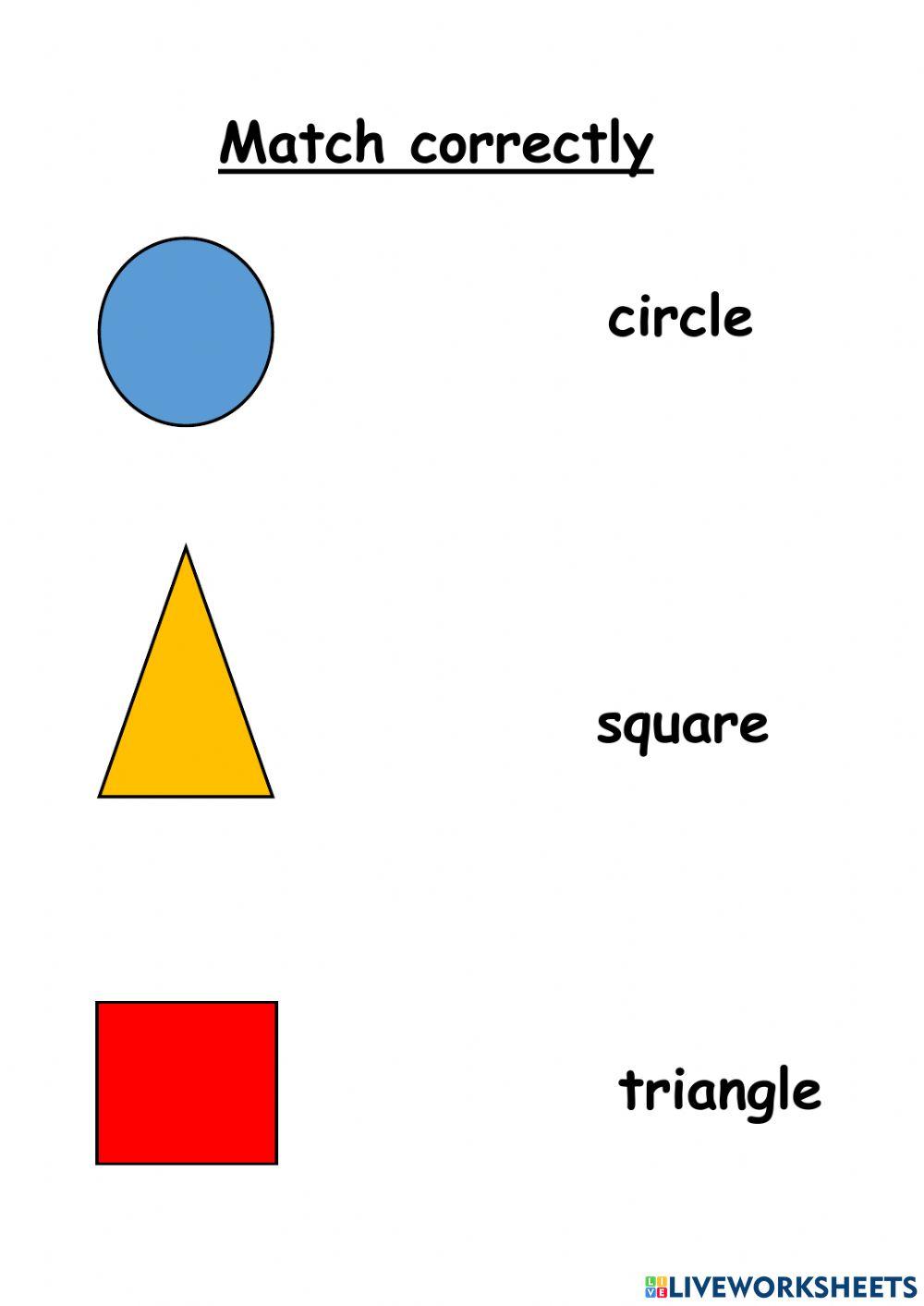 Shape and name match worksheet | Live Worksheets