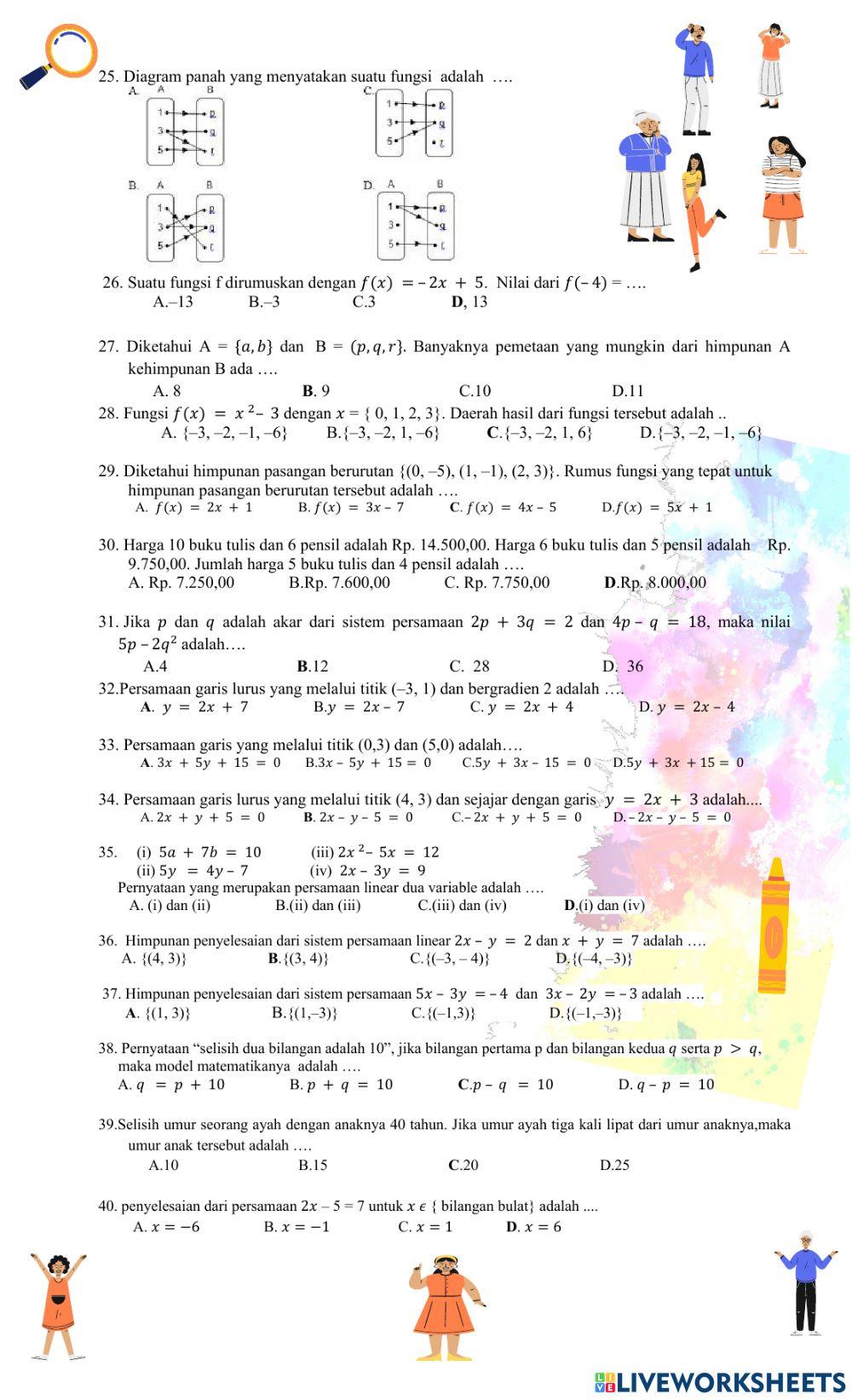 Penilaian Akhir Semester Matematika exercise | Live Worksheets