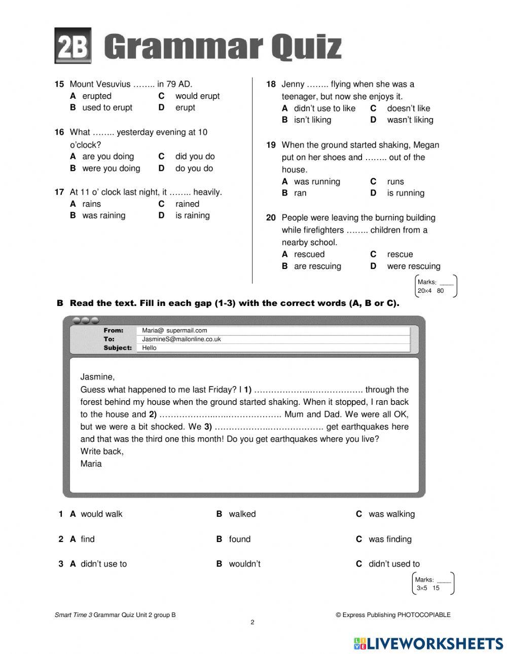 7a grammar online exercise for | Live Worksheets