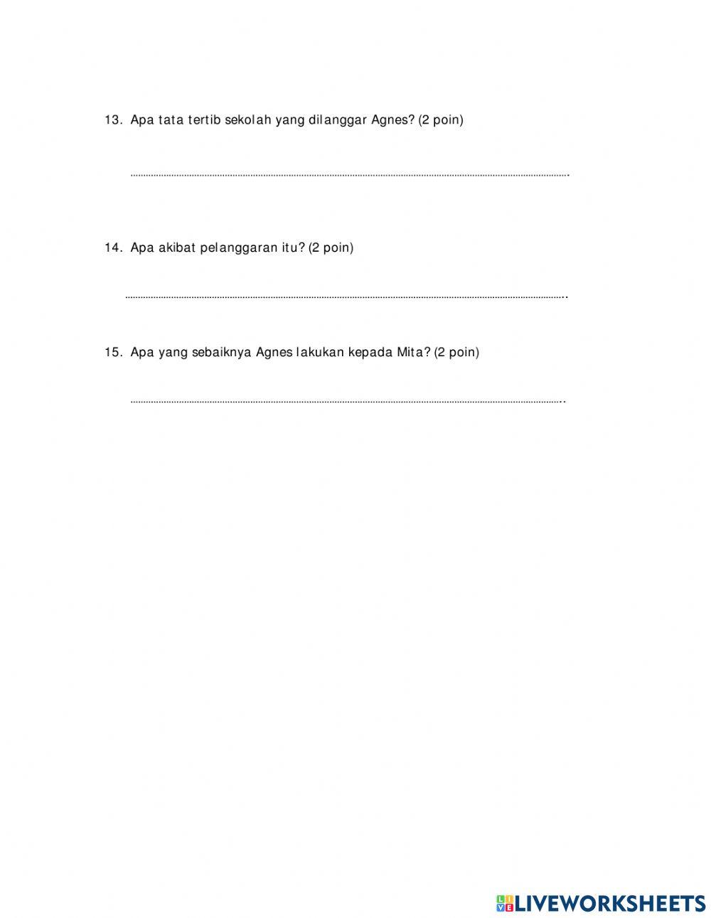 Uji Pemahaman PPKn Bab 2. Tata Tertib Sekolah online exercise for ...