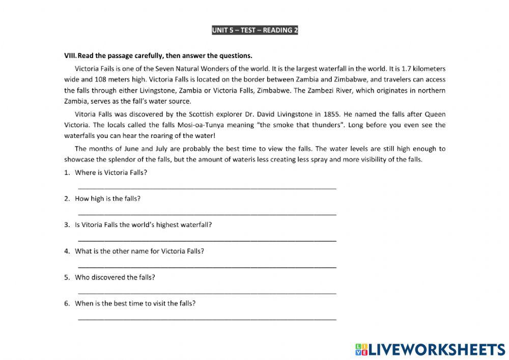 L6-U5-Reading 2 worksheet | Live Worksheets