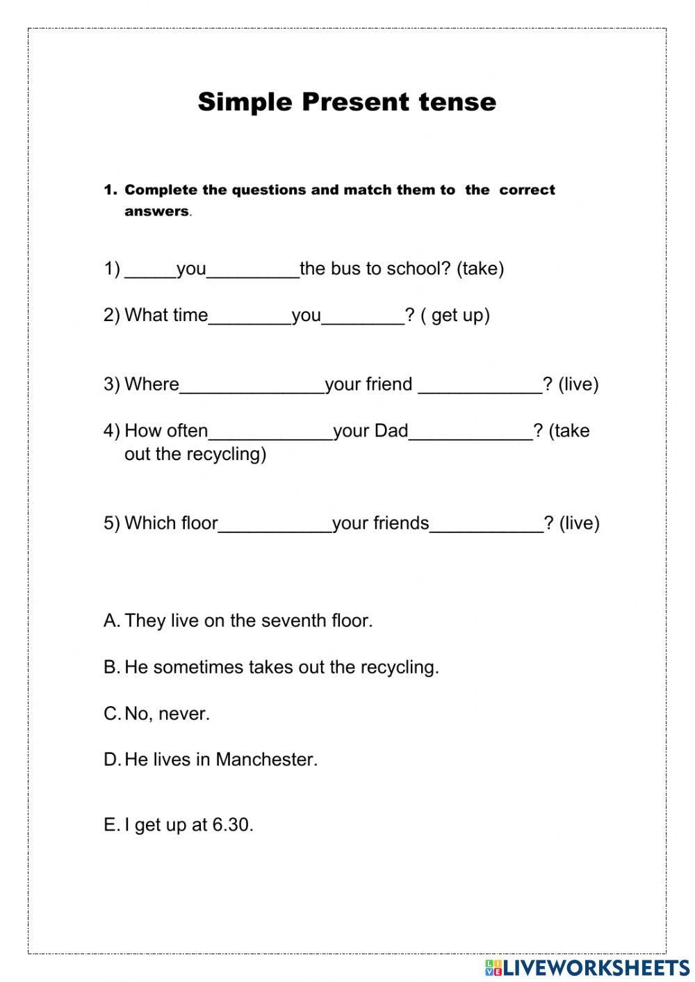 Simple Present 1677216 | Jozsa | Live Worksheets