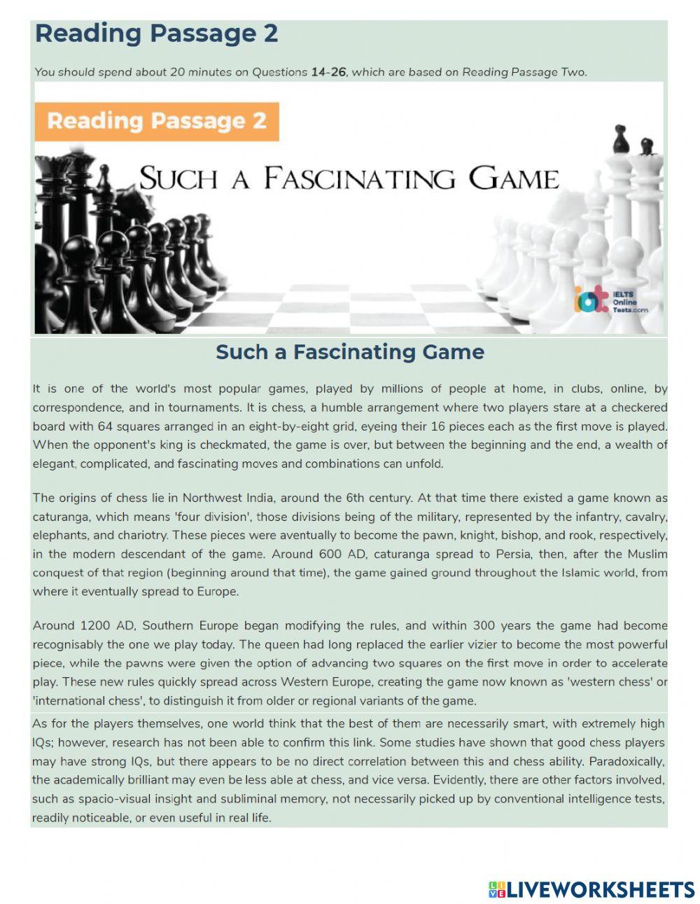 READING PASSAGE 2 online exercise for | Live Worksheets