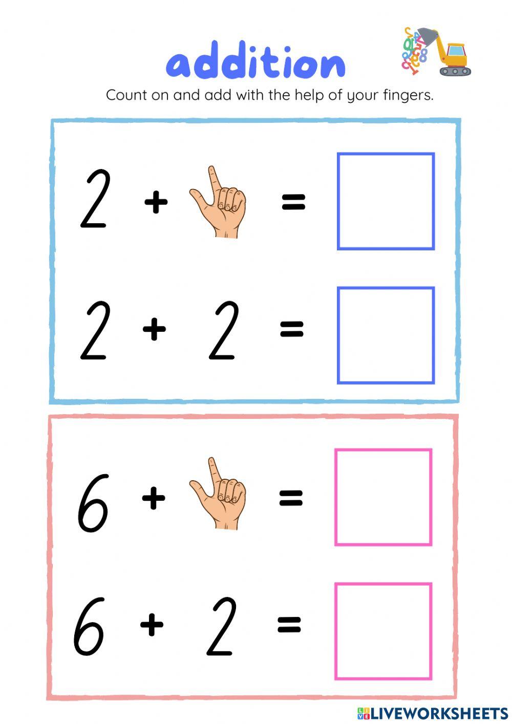 Addition online exercise for Kindergarten | Live Worksheets