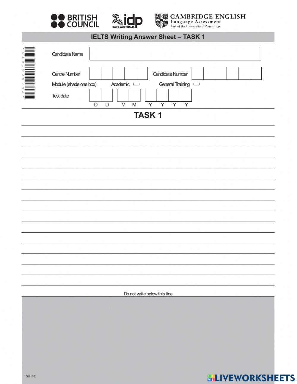 Writing online exercise for IELTS | Live Worksheets