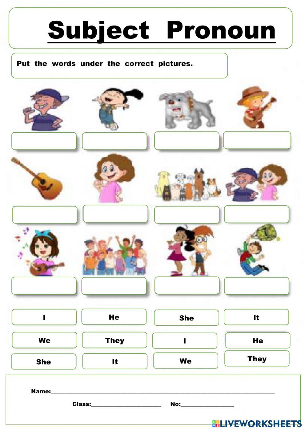 subject pronoun 1 online exercise for | Live Worksheets