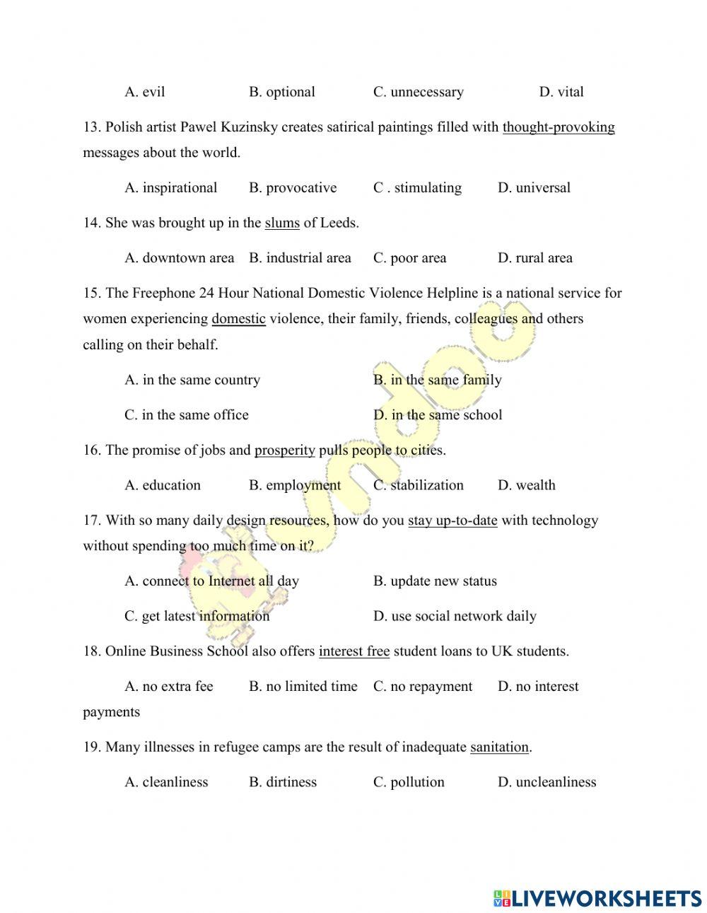 12 online pdf worksheet for 12 | Live Worksheets