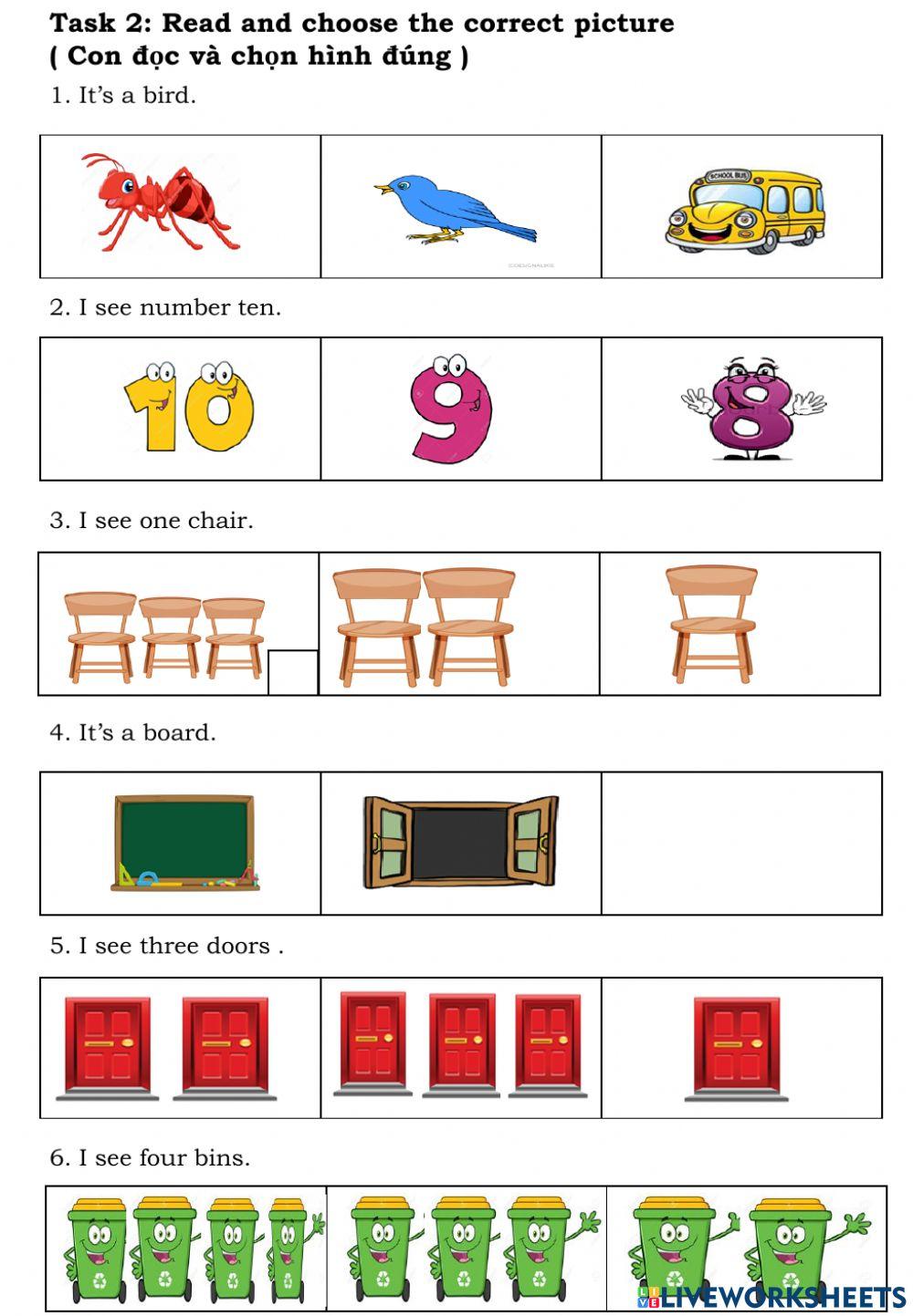 Door bin worksheet | Live Worksheets