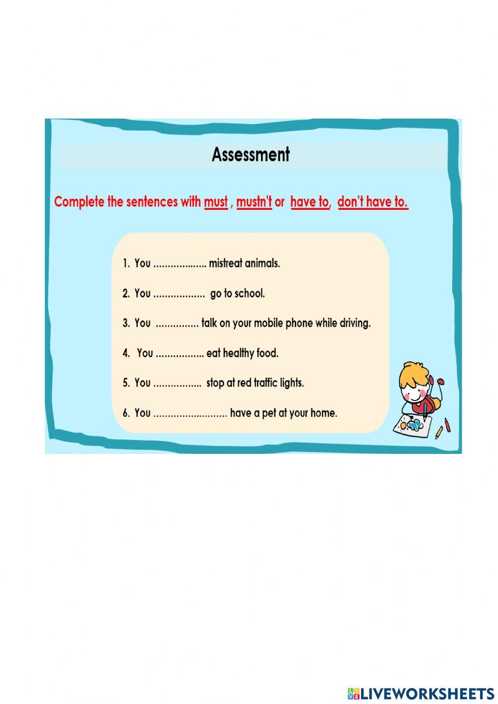 Modal verbs online exercise for 7 | Live Worksheets