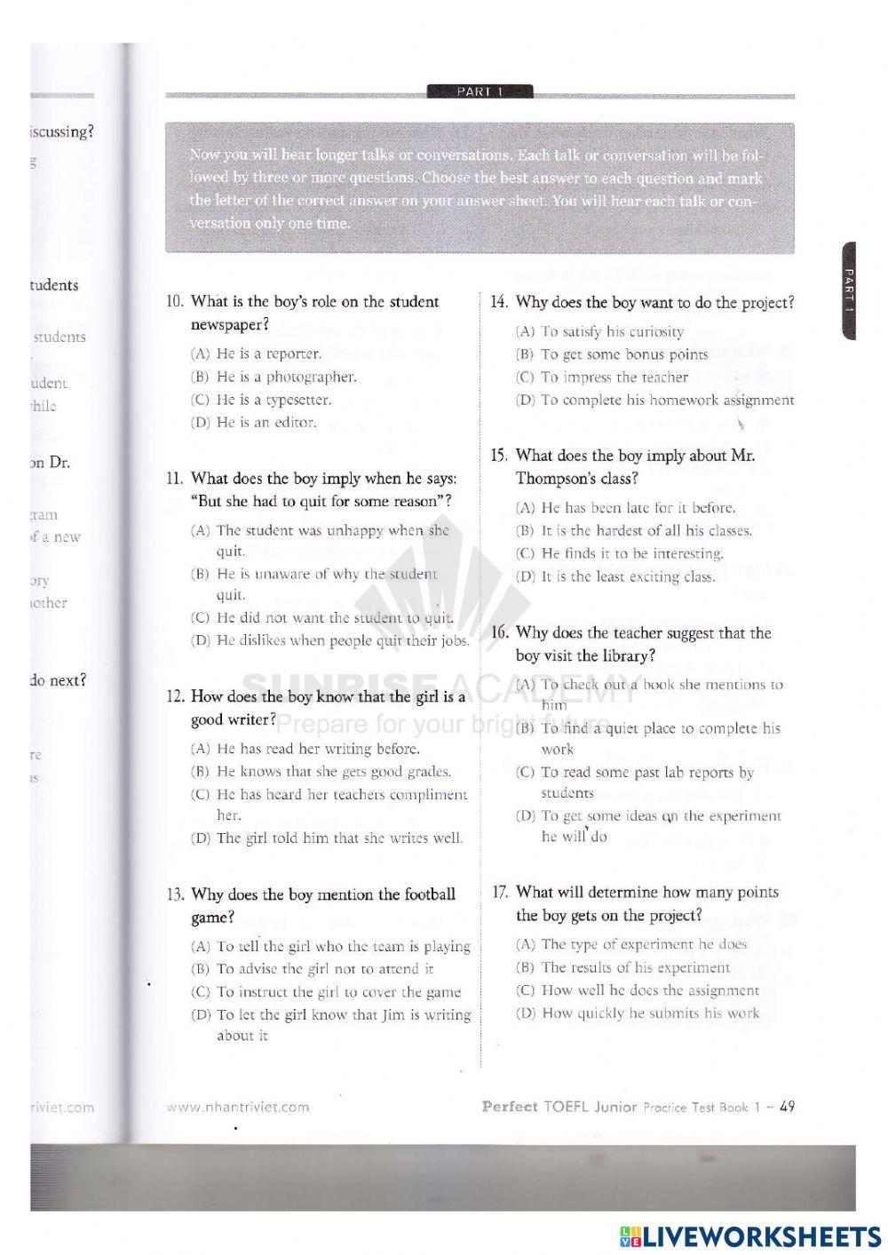 1677785 | TOEFL Junior Mock test 2 | infocel 1677785 | TOEFL Junior Mock test 2 | infocel