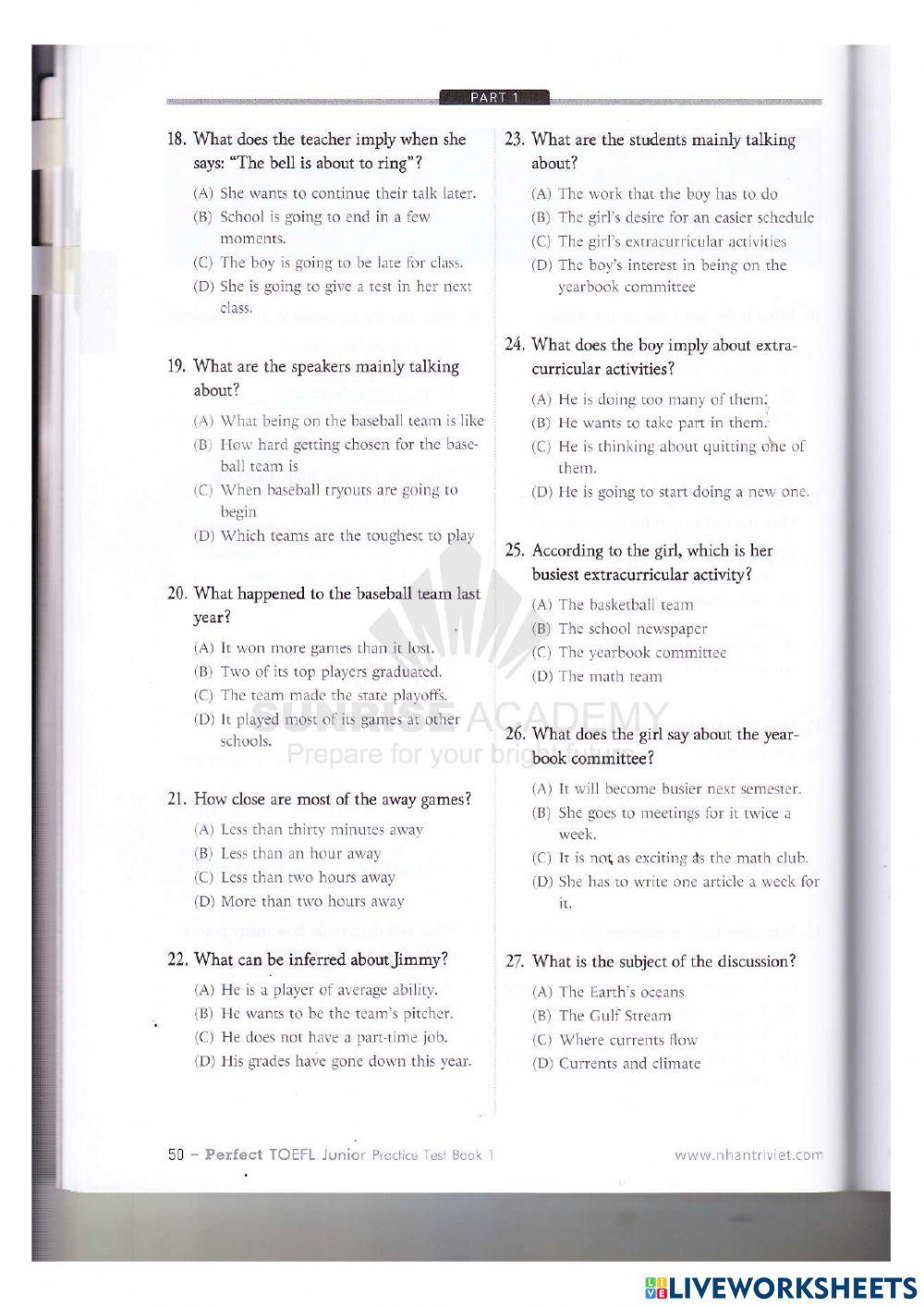 1677785 | TOEFL Junior Mock test 2 | infocel 1677785 | TOEFL Junior Mock test 2 | infocel