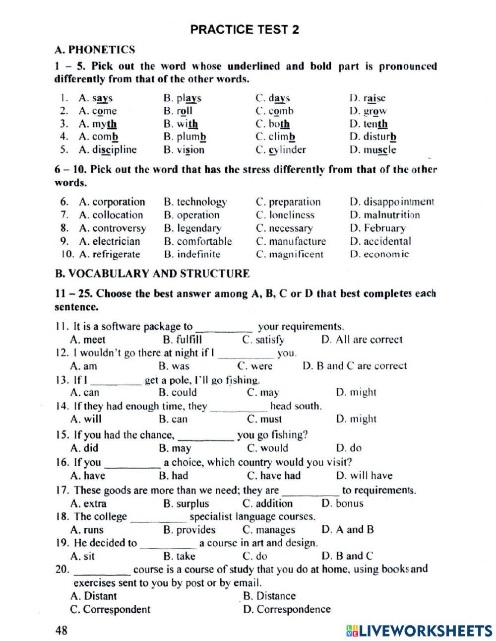 Unit 5 - Test 2 worksheet | Live Worksheets