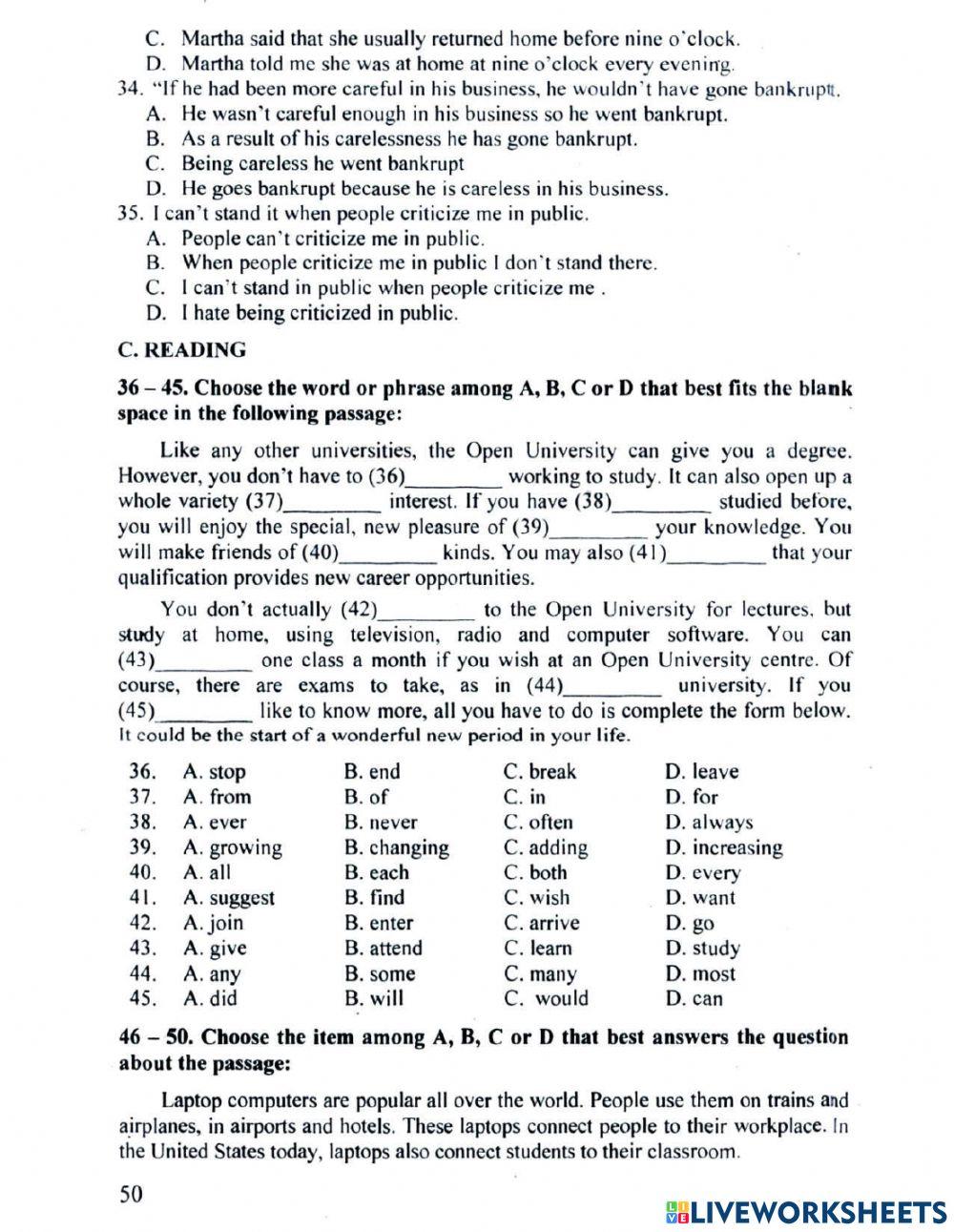 Unit 5 - Test 2 worksheet | Live Worksheets