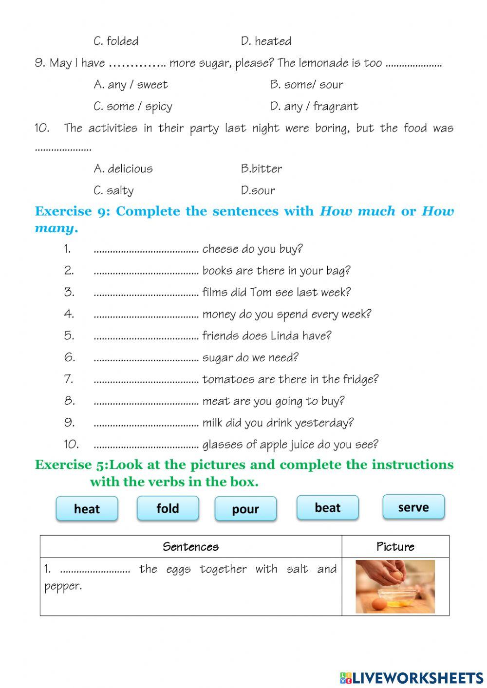U5 interactive activity for 7 | Live Worksheets