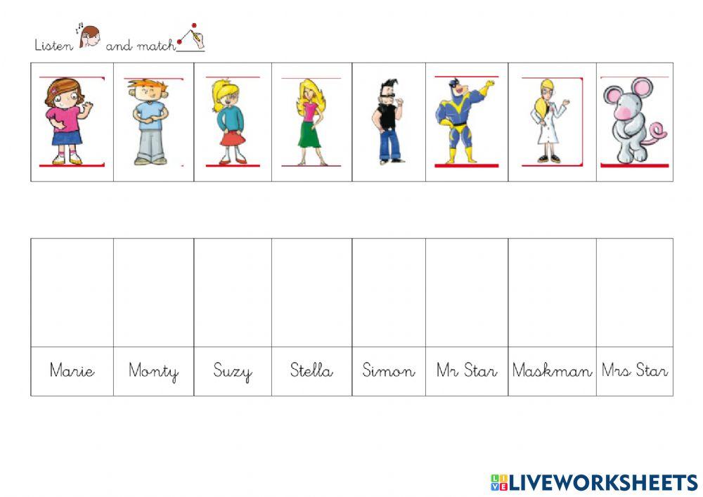 Pdf online activity: Characters | Live Worksheets