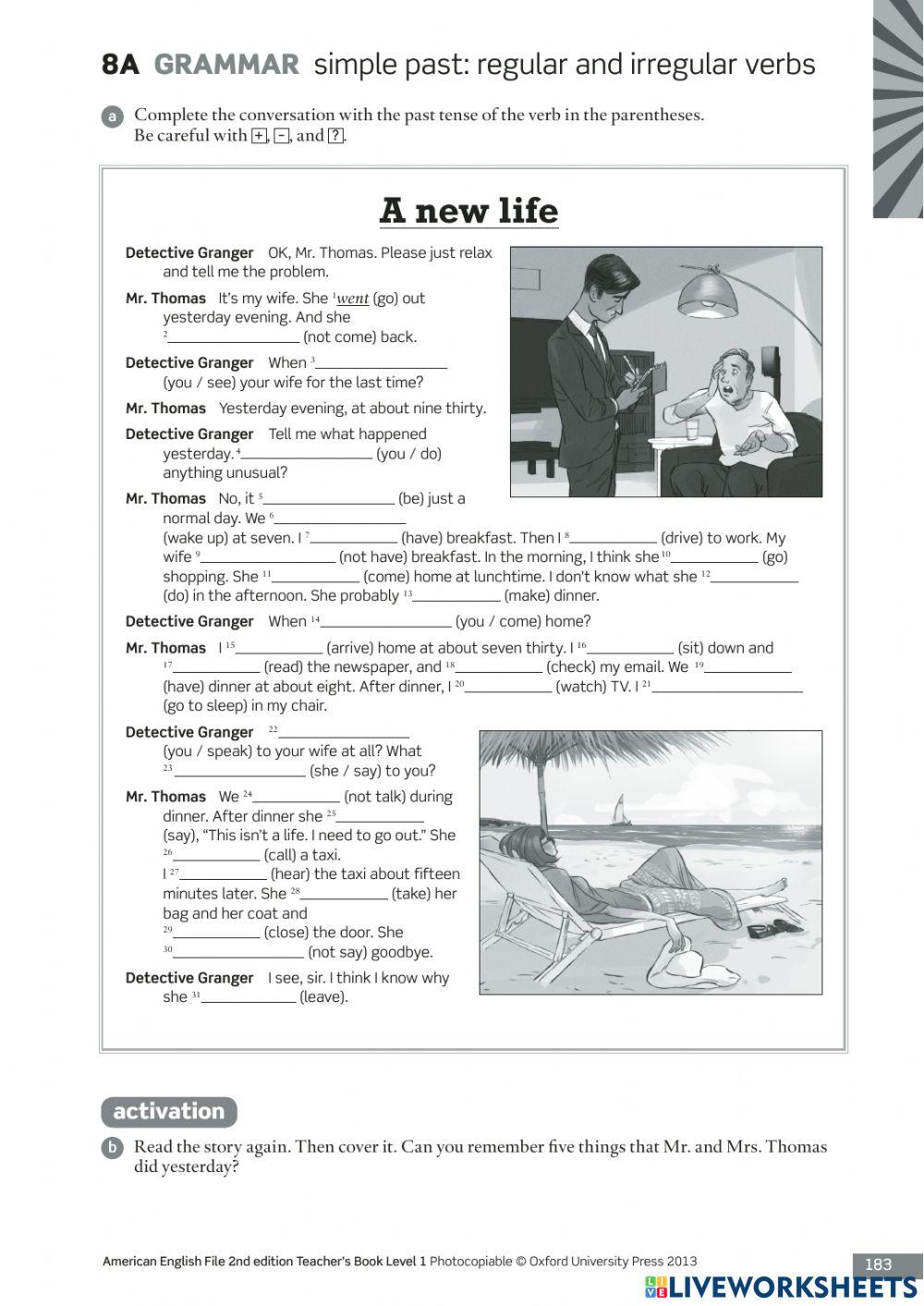 Cycle IV Unit 8A Grammar Simple past: regular and irregular verbs online exercise for | Live ...