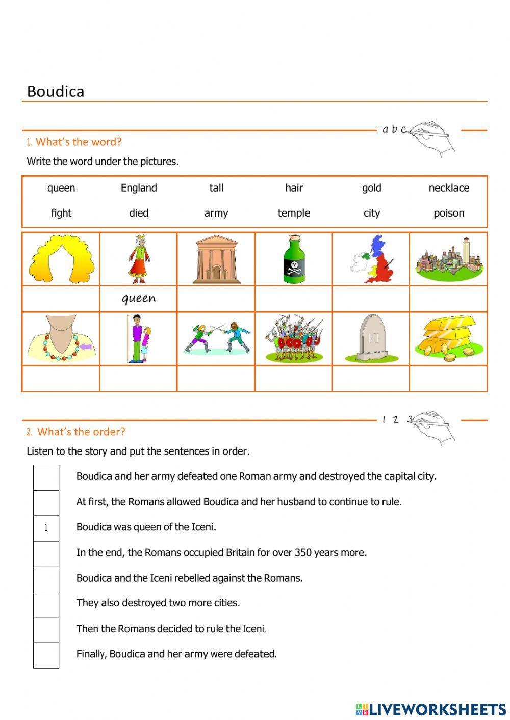 Boudica worksheet | Live Worksheets