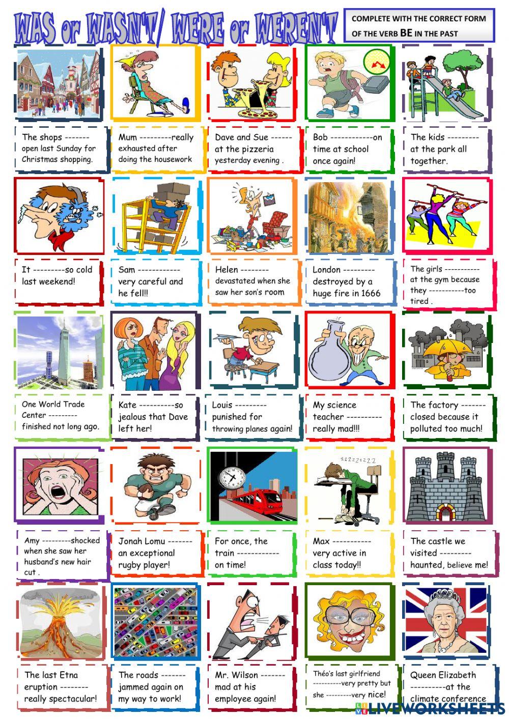 Verb be in past tense worksheet | Live Worksheets