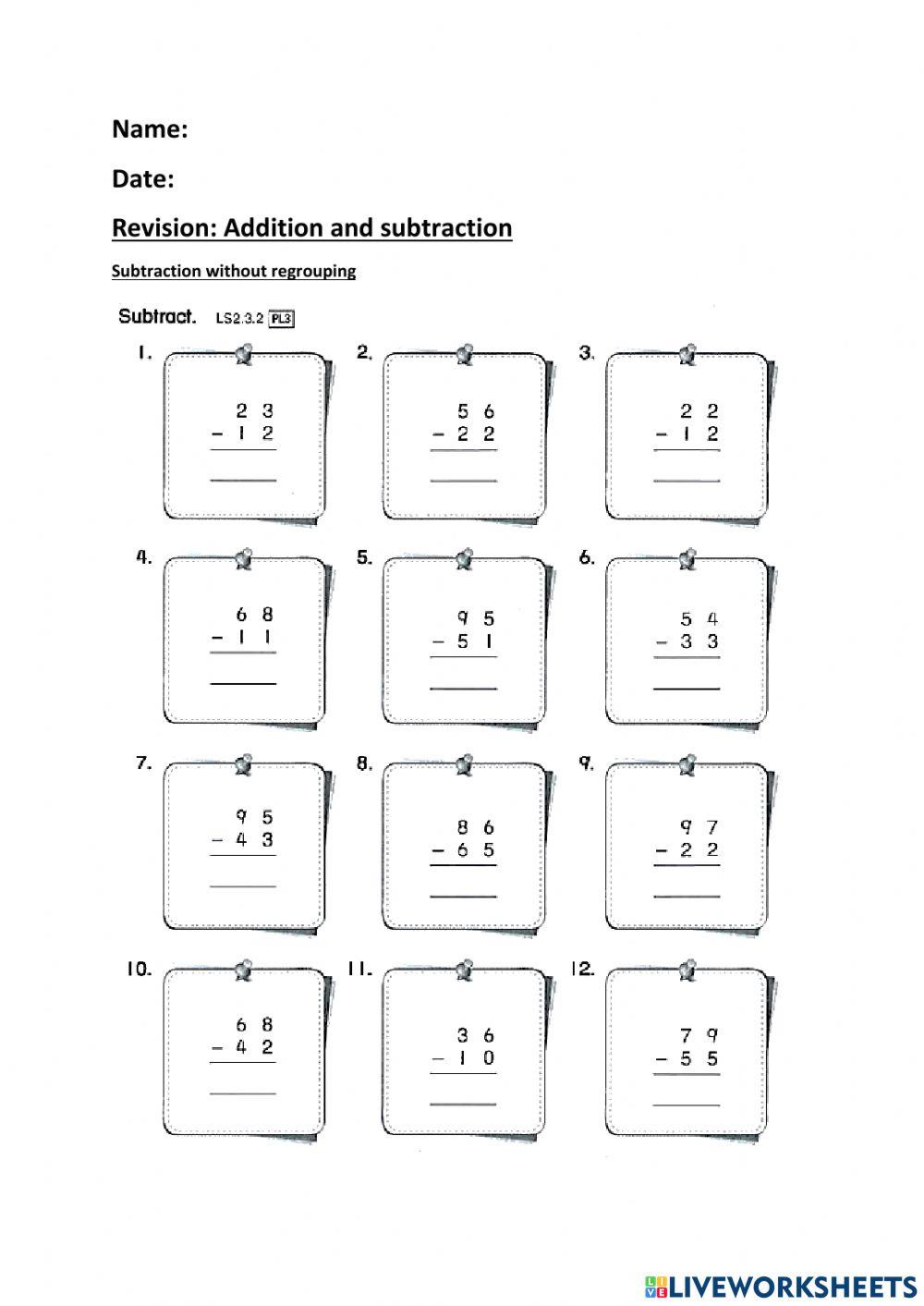 Subtraction online exercise for grade 1 | Live Worksheets