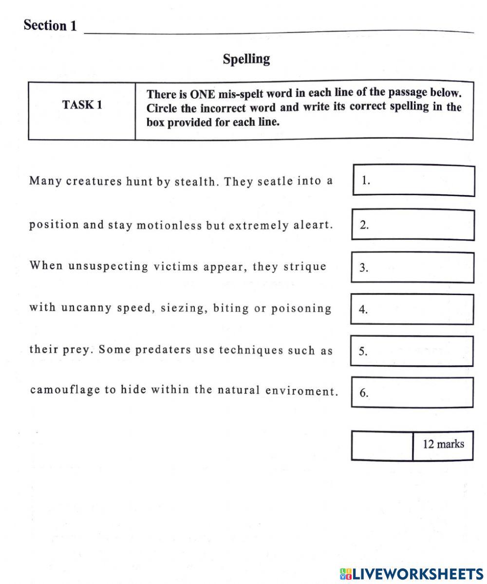 Std 5 -Term 1 ELA online exercise for | Live Worksheets