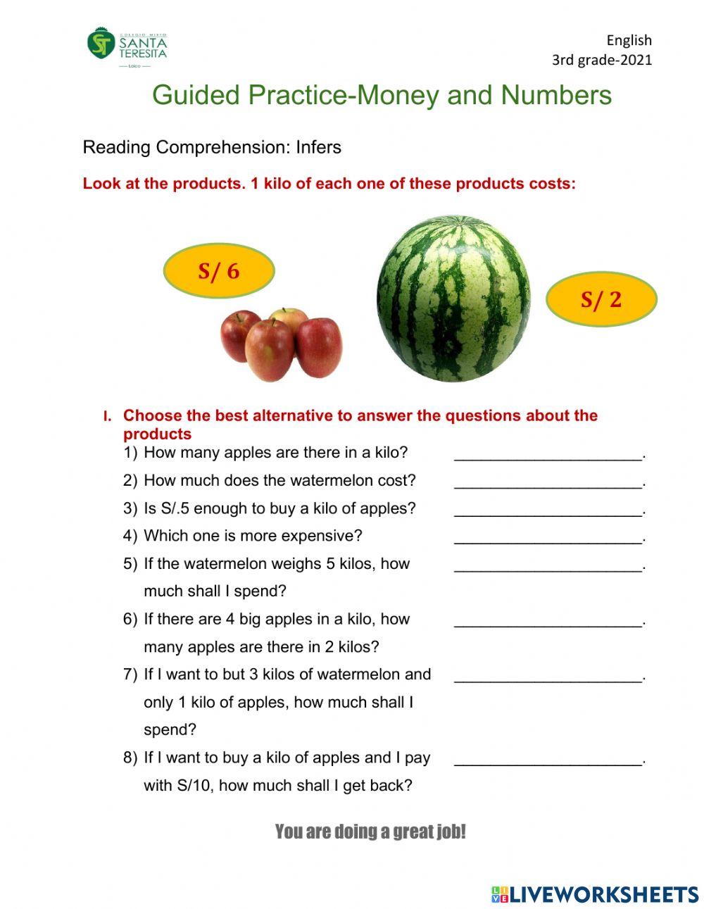 Money and Numbe… | Free Interactive Worksheets | 1679561