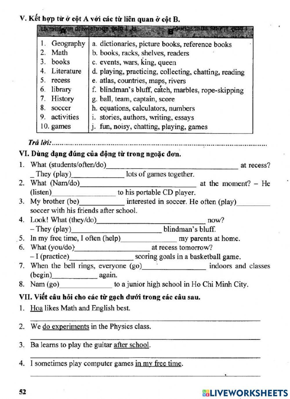 7-Unit 5 - Test (T) worksheet | Live Worksheets