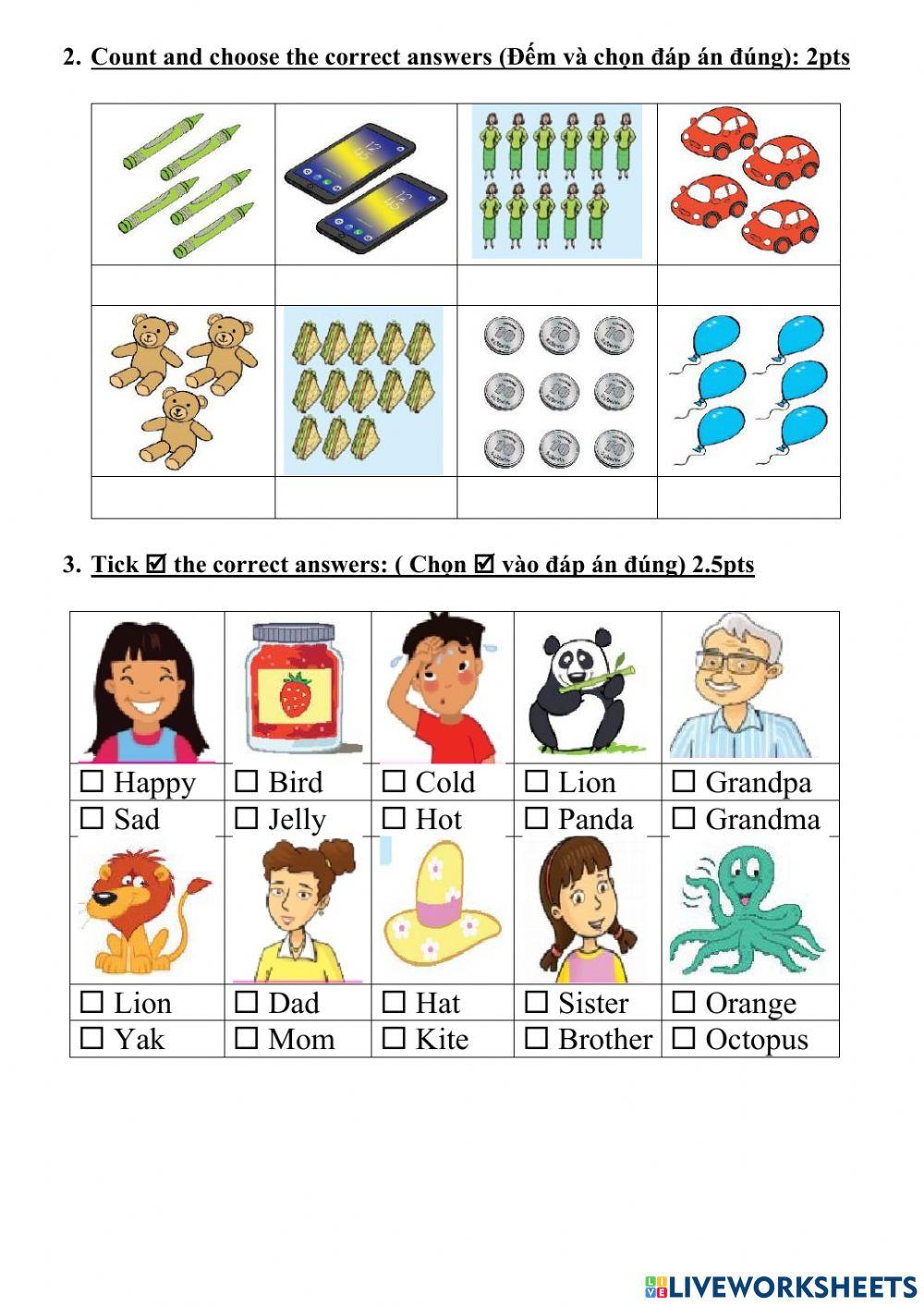Midterm test grade 2 worksheet | Live Worksheets