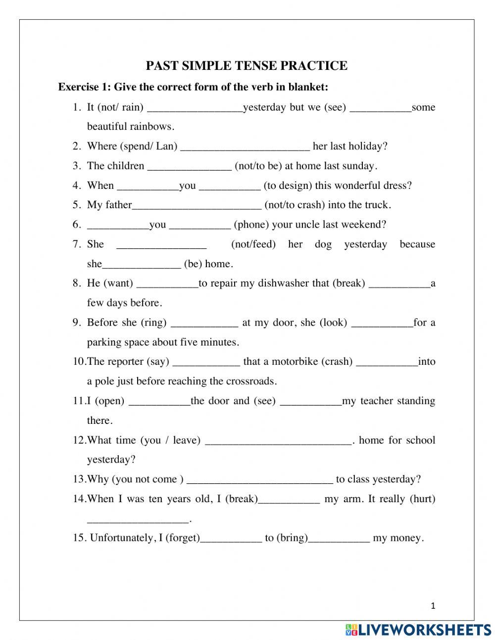 1680284 | Past simple tense revision | VÕ THỊ NGỌC NHUNG