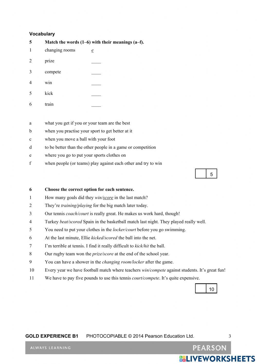 GE TEST 5 online exercise for | Live Worksheets
