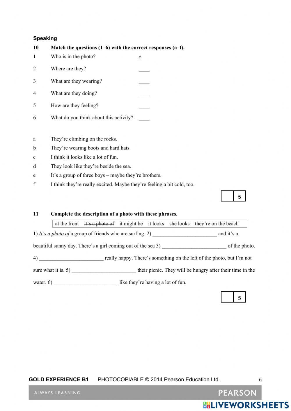 GE TEST 5 online exercise for | Live Worksheets