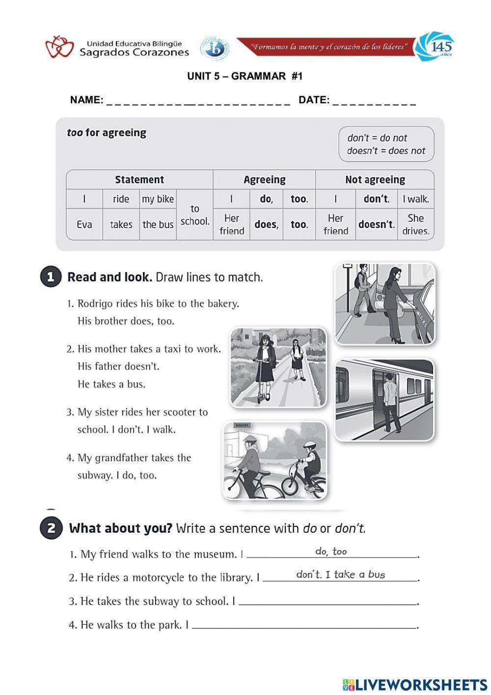 Too for Agreeing | Free Interactive Worksheets | 1680483