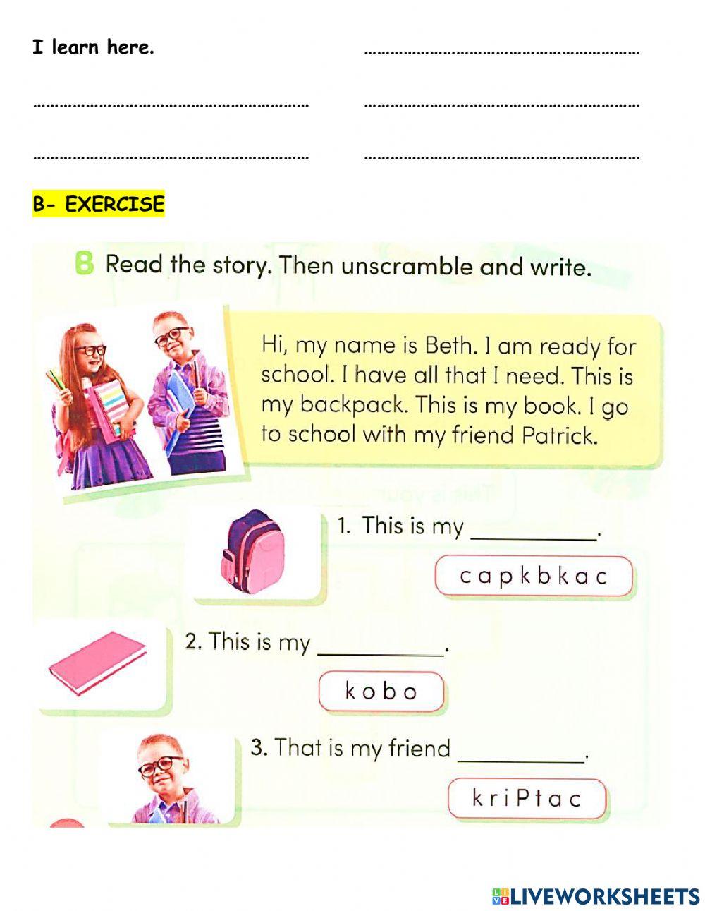 Hang Out Starter Unit 1 School Lesson 7 worksheet | Live Worksheets