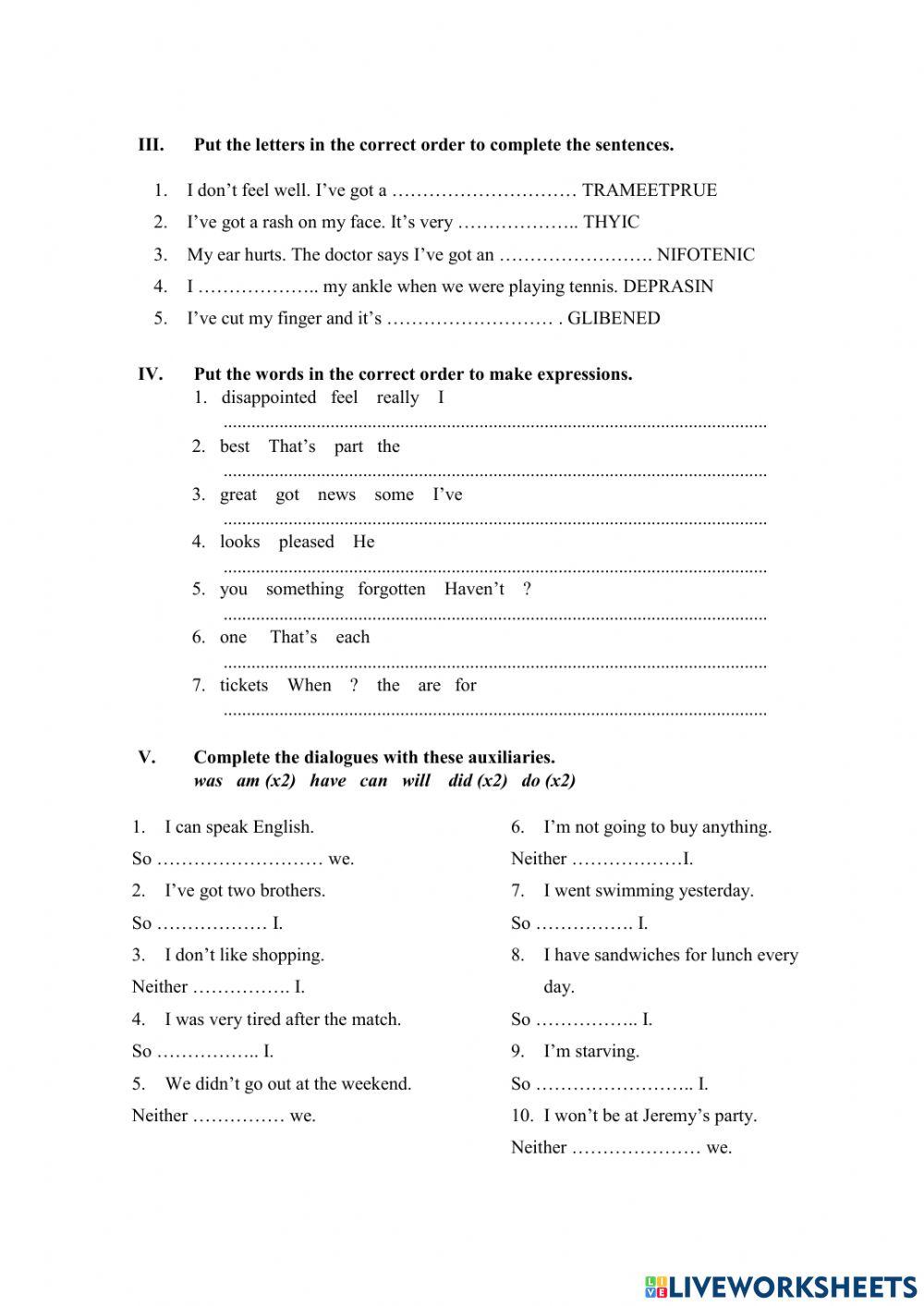 Test (P4 U3) | Free Interactive Worksheets | 1681043