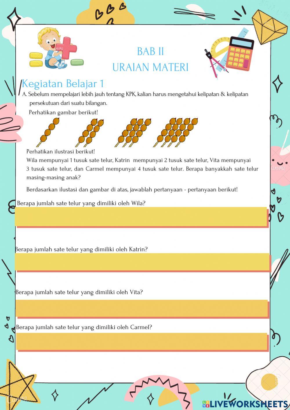 Kelipatan persekutuan terkecil worksheet | Live Worksheets