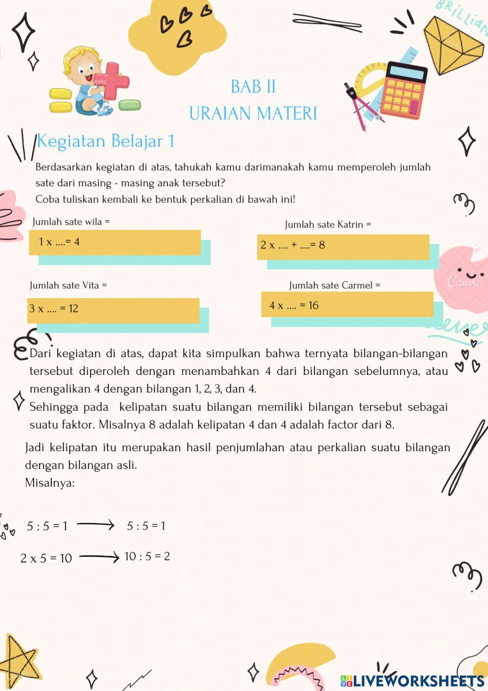 Kelipatan persekutuan terkecil worksheet | Live Worksheets