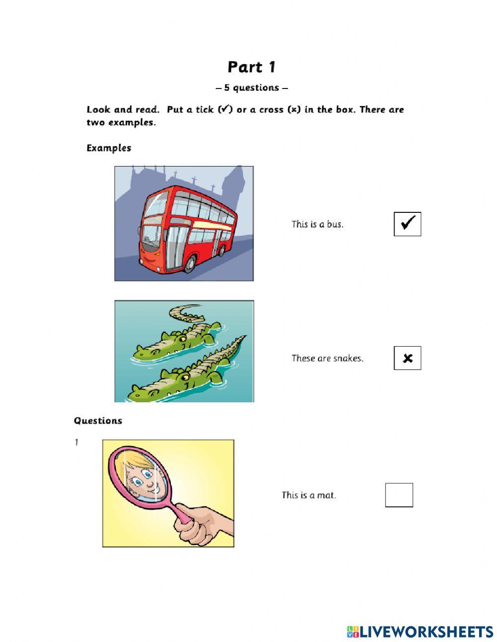 Things online pdf worksheet for starters | Live Worksheets