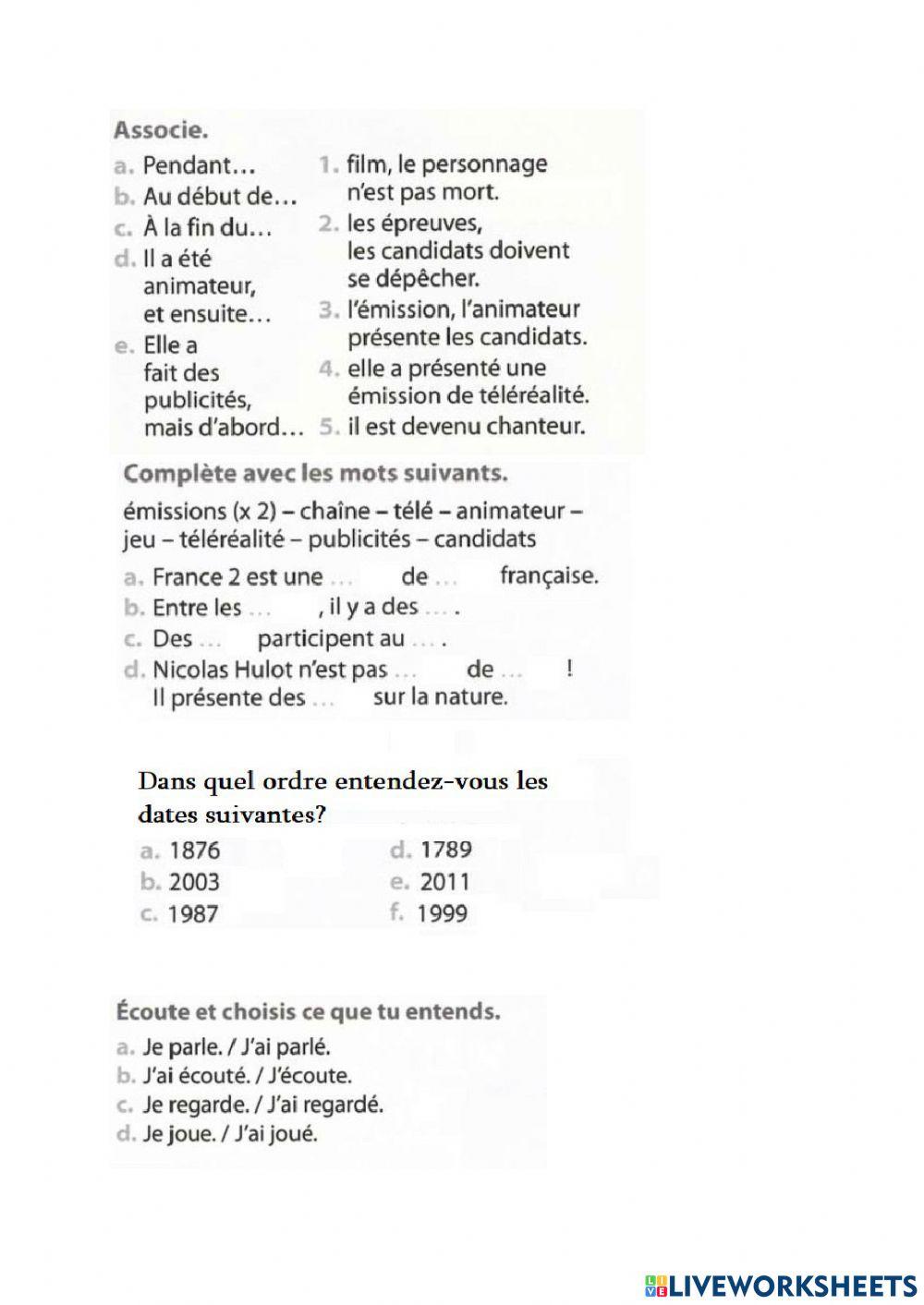 Cours, module 5 fin 1681382 | mariami93 | LiveWorksheets