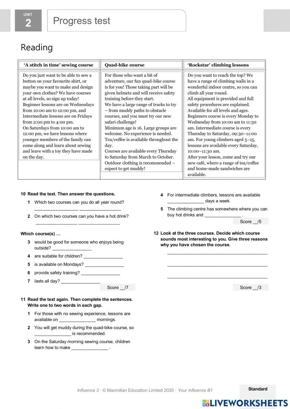 Reading Unit 2 3º eso online exercise for | Live Worksheets