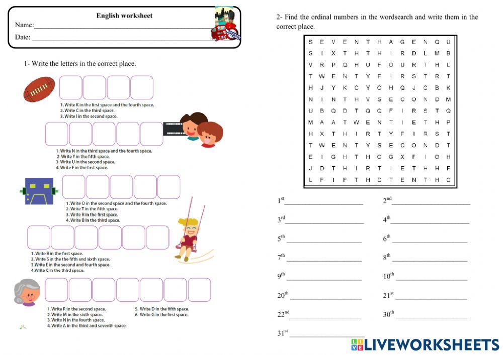 Ordinal numbers online exercise for 4th | Live Worksheets