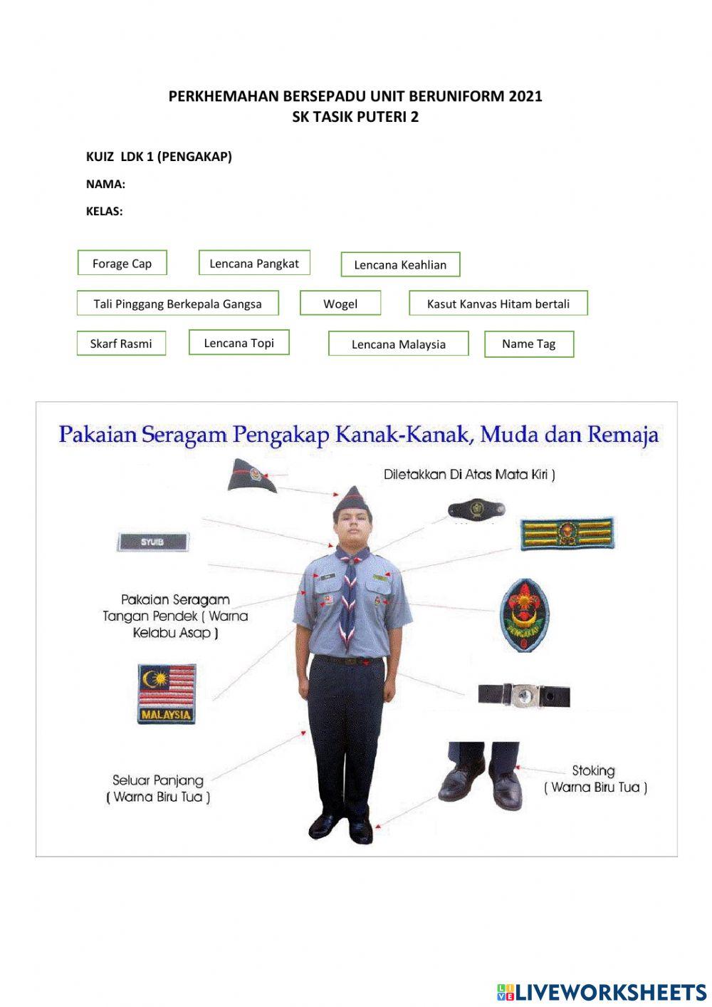 Pakaian Rasmi Pengakap interactive worksheet | Live Worksheets
