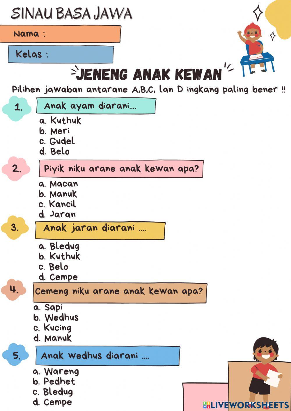 1681967 | Soal Bahasa Jawa (Multiple Choice) - Jeneng