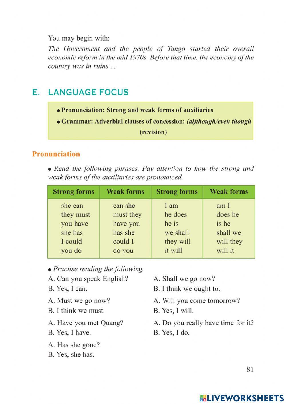Unit 7 - language focus worksheet | Live Worksheets