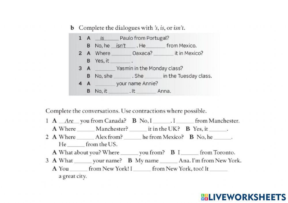 Verb be (present, singular) worksheet | Live Worksheets