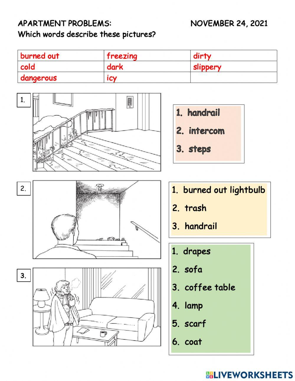 Apartment probl… | Free Interactive Worksheets | 1682225