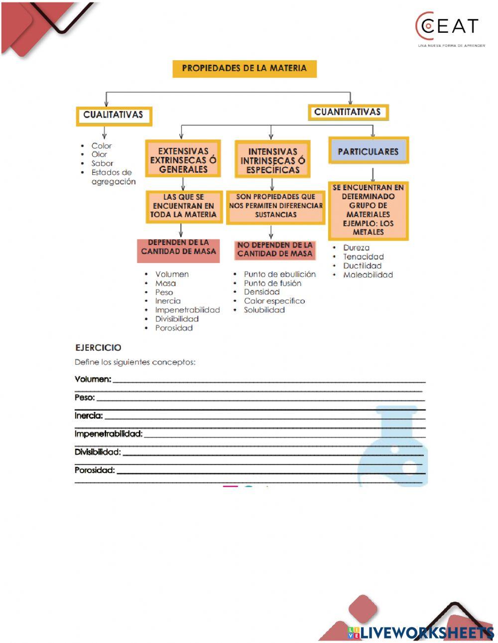 Propiedades cuantitativas worksheet | Live Worksheets