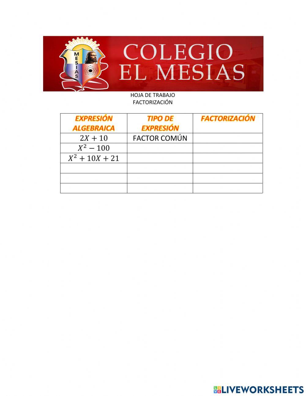 Algebra online exercise for 2 | Live Worksheets