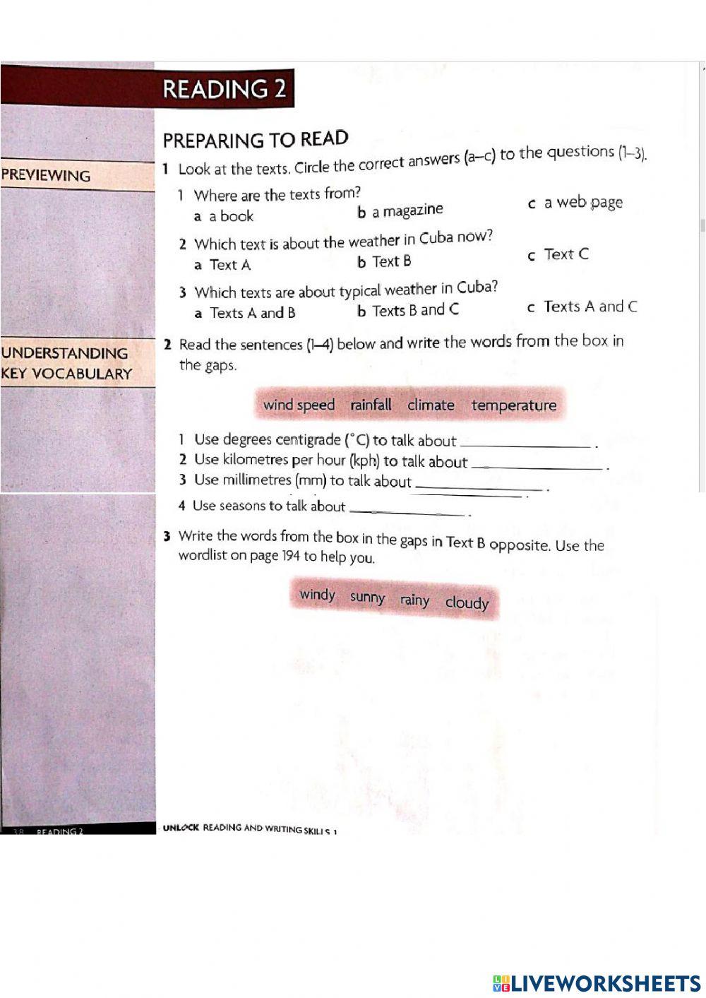 Cuba weather | Free Interactive Worksheets | 1682375