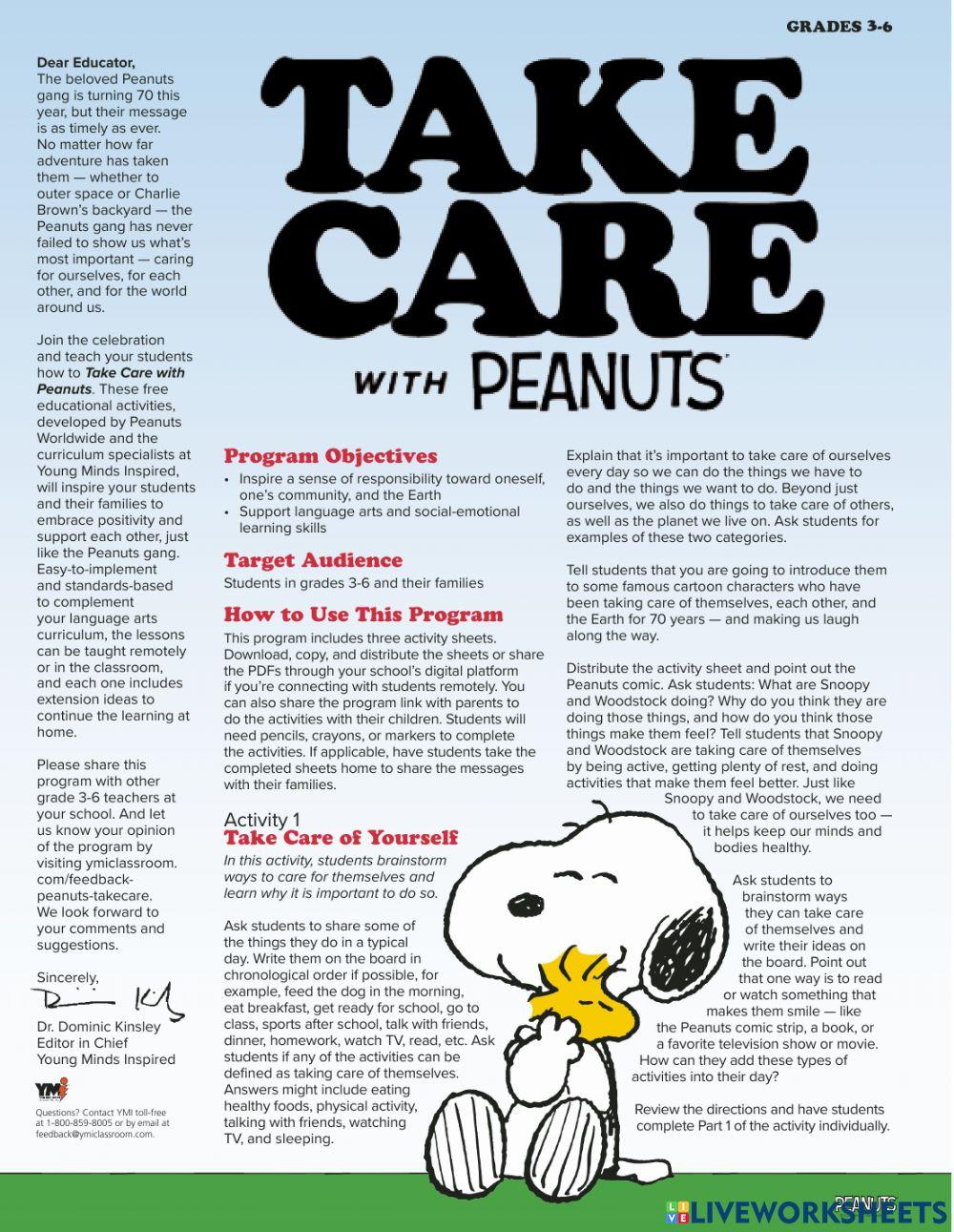 Peanuts Writing worksheet | Live Worksheets