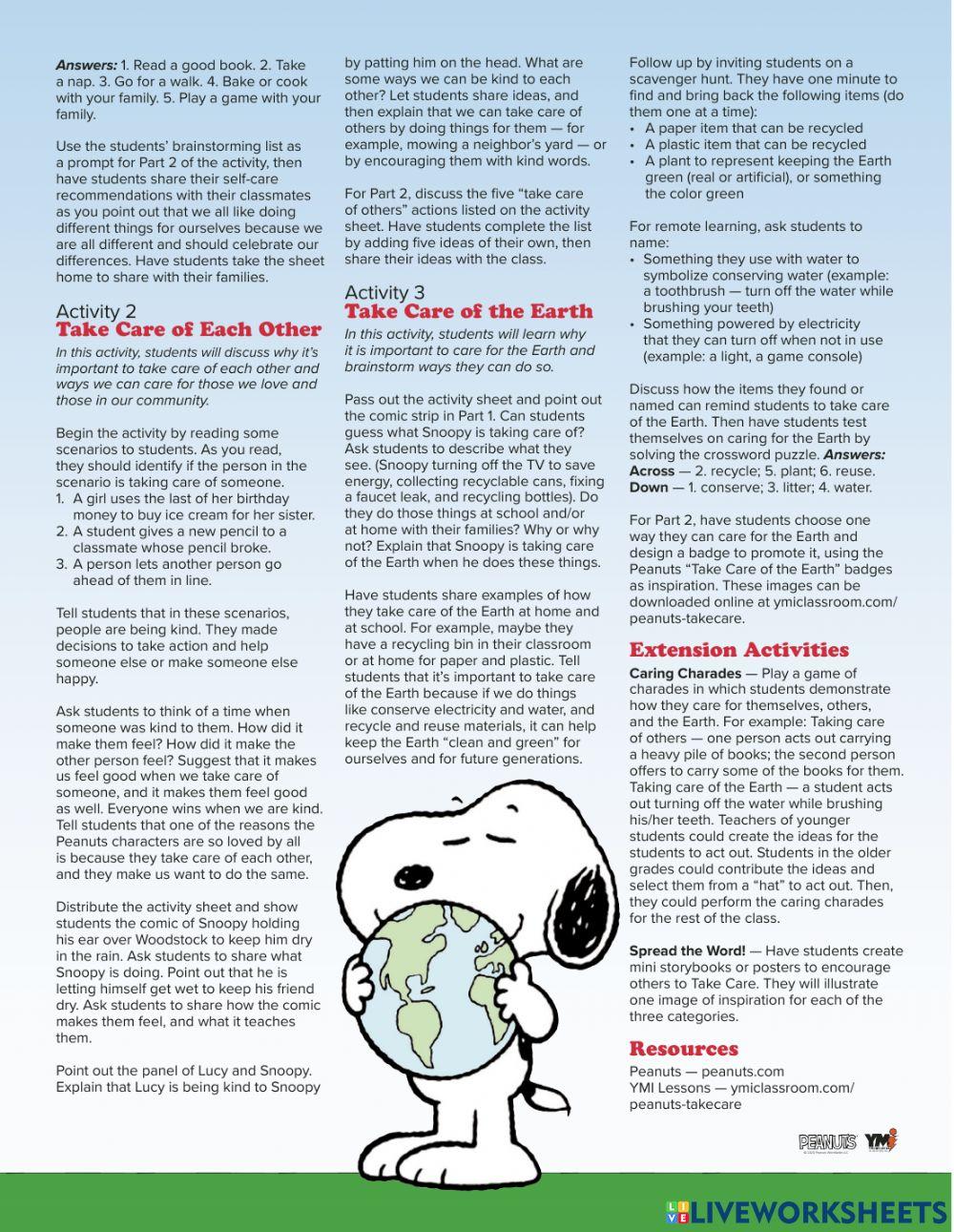 Peanuts Writing worksheet | Live Worksheets