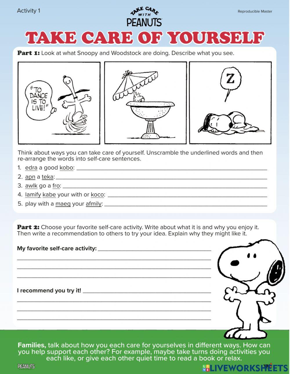 Peanuts Writing worksheet | Live Worksheets
